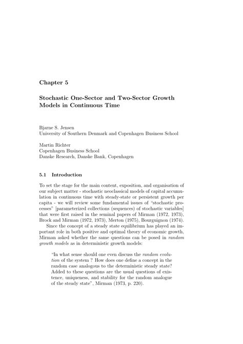Pdf Stochastic Economic Dynamics