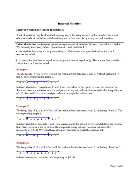 Interval Notationpdf Interval Mathematics Bracket