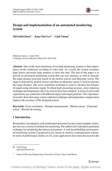 Design And Implementation Of An Automated Monitoring System Request Pdf