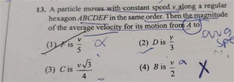 13 A Particle Moves With Constant Speed V Along A Regular Hexagon Abcde