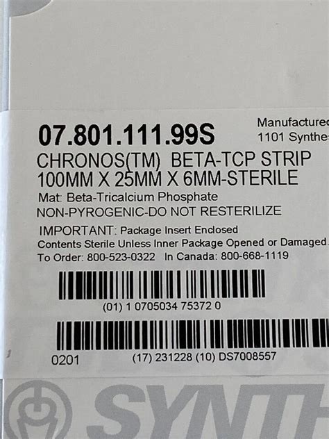 New Synthes Chronos Beta Tcp Strip 07 801 111 99s Exp 2023 12 J17 Chronos™ Beta Tcp Strip