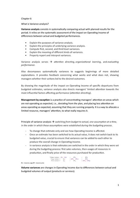 chapter 6 week 5 part 1 what is variance analysis chapter 6 what is