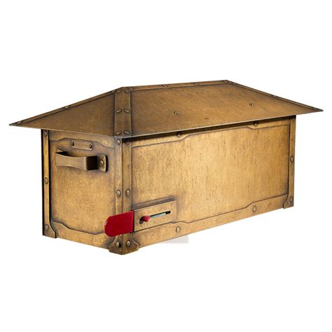 Craftsman Roof Solid Brass Post Mount Mailbox Af 520