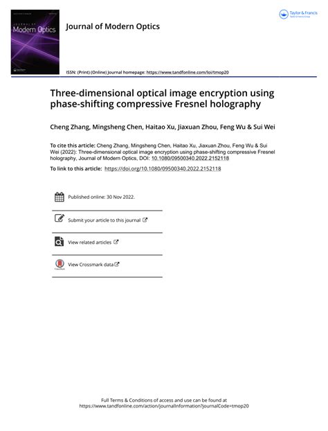 pdf three dimensional optical image encryption using phase shifting