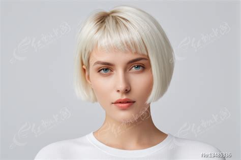 金发女子短发蓝眼睛摆出姿势拍照高清图片下载 红动中国