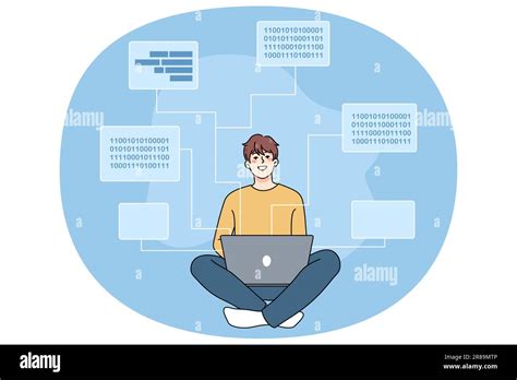 Smiling Male Software Engineer Working On Computer Writing Codes And