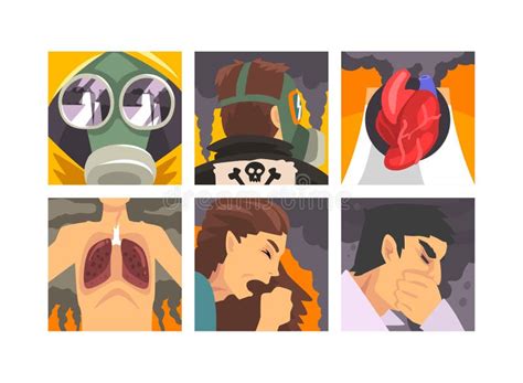 Pollution Of Environment Set People Suffering From Air Pollution