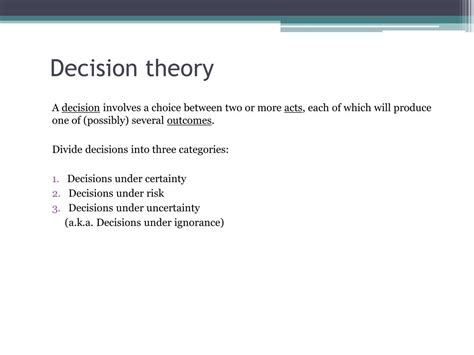 Ppt Decision Theory Basics Powerpoint Presentation Free Download