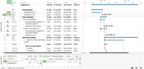 prepare gantt chart schedule and s curve on ms project by