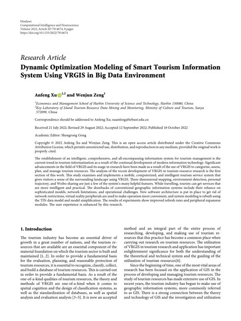 Pdf Dynamic Optimization Modeling Of Smart Tourism Information System Using Vrgis In Big Data