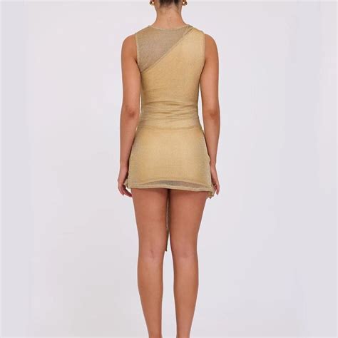 Tigermist Gold Metallic Mini Dress Partydress Size Depop