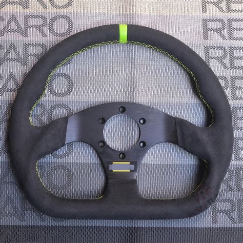 고품질 플랫 D 모양 알칸타라 스웨이드 가죽 그린 스티치 자동차 레이싱 레이스 Pc 게임 시뮬레이터 스포츠 스티어링 휠 Aliexpress