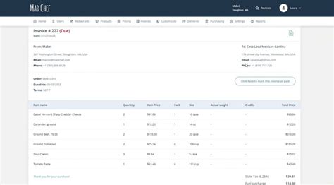 invoices view invoices and generate statements madchef