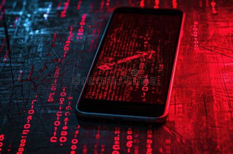 Smartphone Displaying Red Coding Script On Screen Stock Illustration