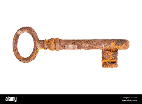 Old Rusty Key Isolated On A White Background Stock Photo Alamy