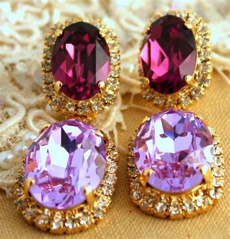 Purple Crystal Earrings Rpurple