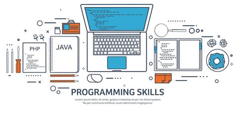 premium vector lined programming coding and seo outline computing