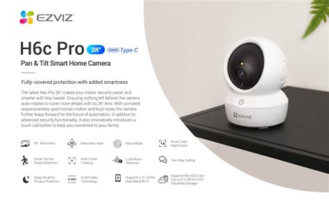 Ezviz H6c Pro 2k Type C Pan And Tilt Smart Home Camera Ezvizstorepk
