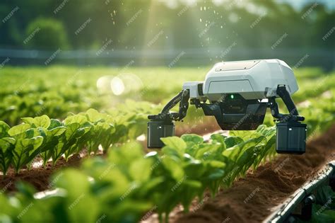 Premium Photo Agricultural Robots Work In Smart Farms Robot Spraying Fertilizer In The Tomato