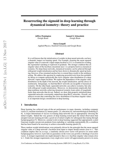 Pdf Resurrecting The Sigmoid In Deep Learning Through Dynamical