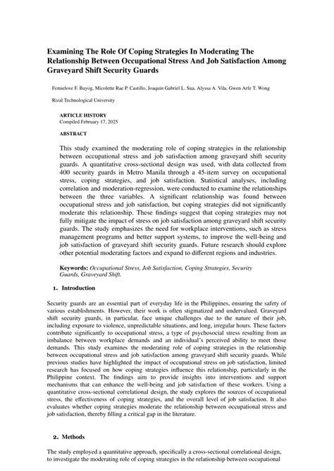 Pdf Examining The Role Of Coping Strategies In Moderating The Relationship Between