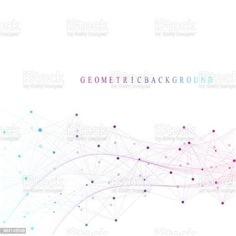 기하학적 추상 배경 연결된 라인 및 점입니다 웨이브 흐름입니다 분자 및 통신 배경입니다 디자인을 위한 그래픽 배경입니다 벡터