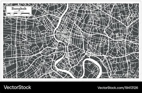 Bangkok City Outline Map Royalty Free Vector Vectorstock