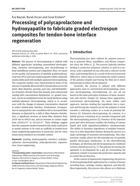 Pdf Synthesis And Characterization Of Polycaprolactone For Anterior Cruciate Ligament Regeneration