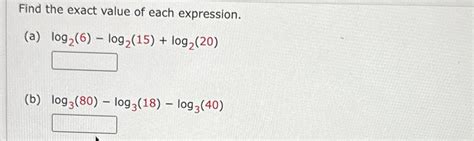 Solved Find The Exact Value Of Each Chegg Com