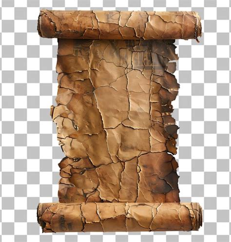 은 종이 두루마리 투명한 배경에 고립 된 고대 파피루스 프리미엄 Ai 생성 Psd