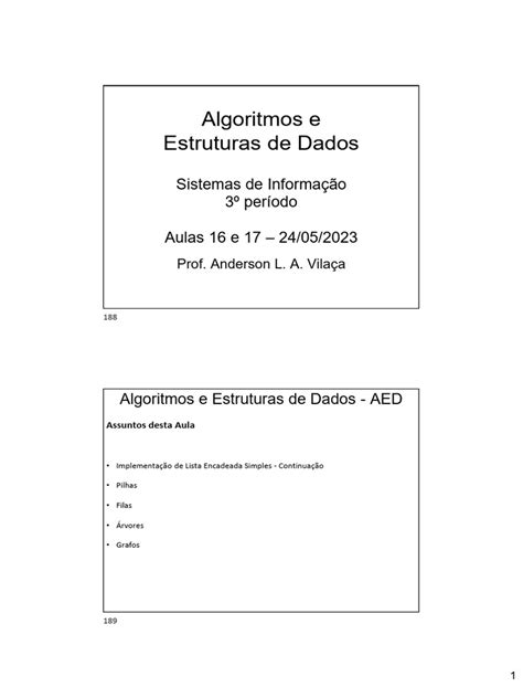 Aed Slides Aulas 16 17 Implementacao Das Funcoes Para Lista Encadeada Continuacao E