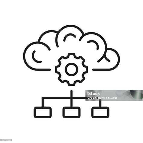 인간의 두뇌 디지털 클라우드 블랙 라인 아이콘입니다 데이터 과학 인공 지능 선형 픽토그램 흰색 배경에 Ai 스마트 기술 기호 편집 가능한 획 고립된 벡터 그림 개념에 대한