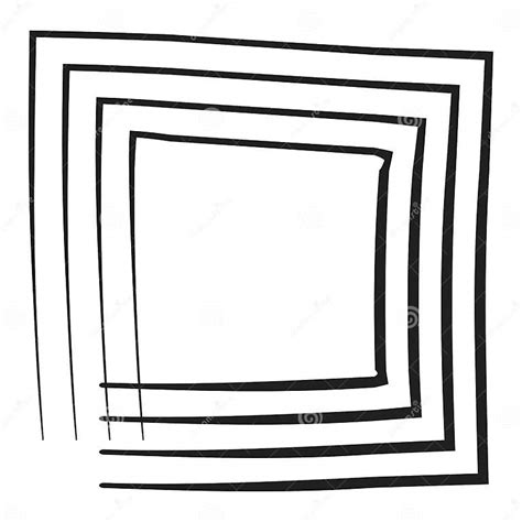Concentric Square Element Square With Drawn Lines Vector Illustration