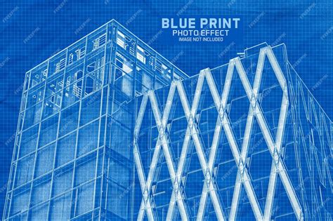 Premium Psd Architecture Blueprint Sketch Photo Effect Mockup