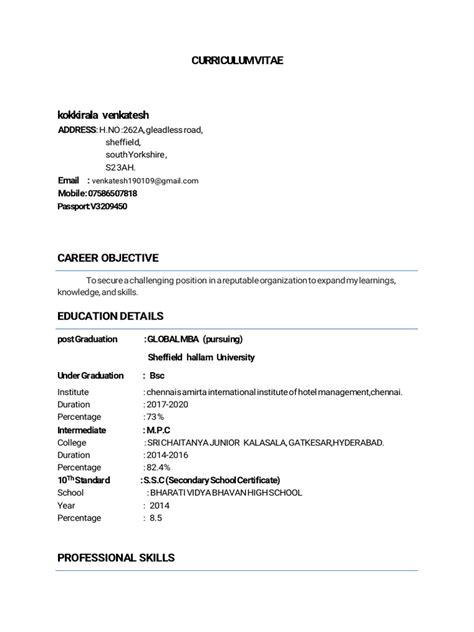 Curriculumvitae Address Pdf