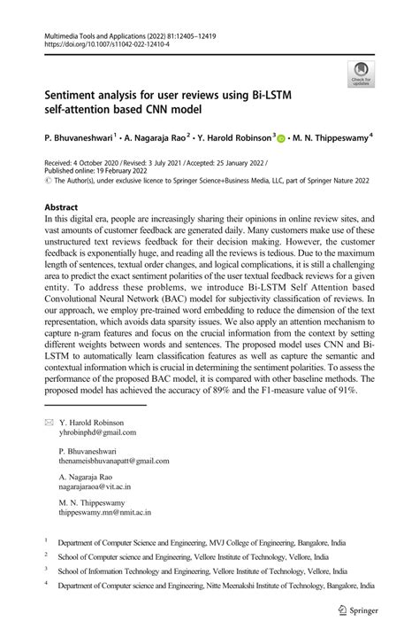 pdf sentiment analysis for user reviews using bi lstm self attention