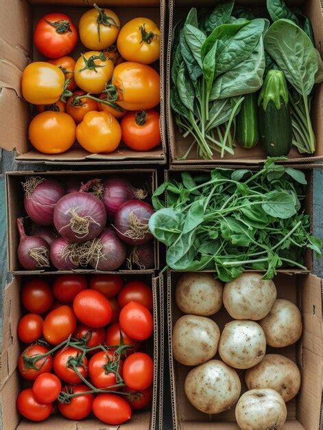 Premium Photo Assorted Vegetables Packed In A Box
