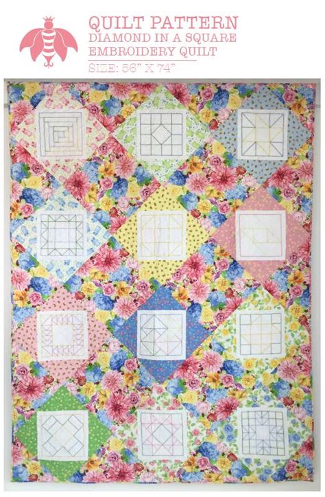 Diamond In A Square Embroidery Quilt Pattern