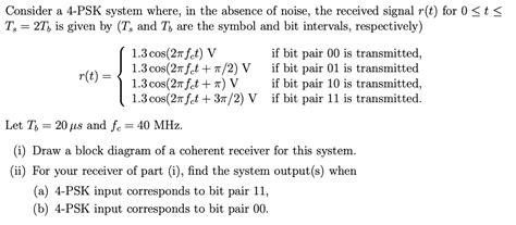 Solved Consider A 4 Psk System Where In The Absence Of