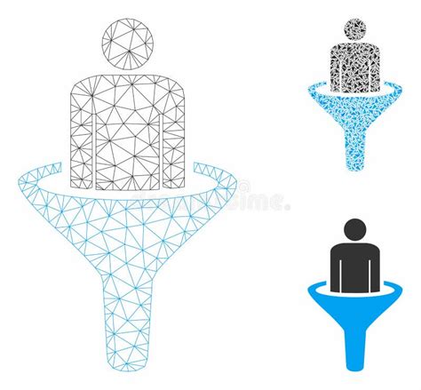 Sales Funnel Vector Mesh Network Model And Triangle Mosaic Icon Stock Vector Illustration Of