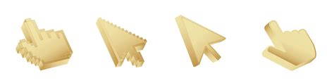 Click Cursor 3d Gold Icon Computer Mouse Vector Image
