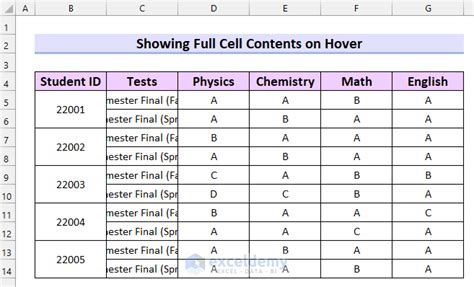How To Show Full Cell Contents On Hover In Excel Quick Ways