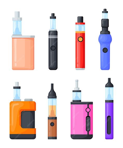 Premium Vector Electric Cigarette Hipster Electronic Cigarettes Ecig Cartoon Vape Cigar Mod