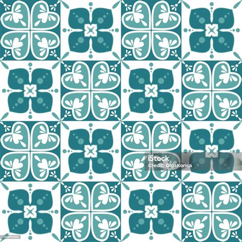 세라믹 타일 디자인 에메랄드 그린 색상 화려한 아랍어 모로코 패턴에 대 한 사각형 모자이크 0명에 대한 스톡 벡터 아트 및 기타 이미지 Istock