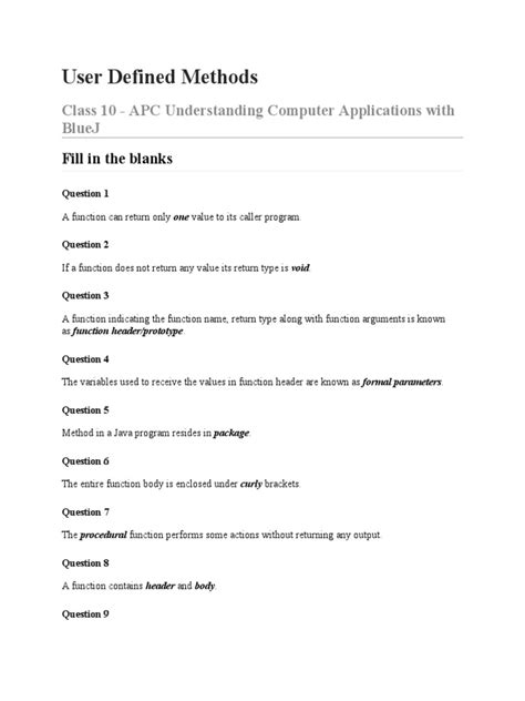 User Defined Methods 10 Pdf Parameter Computer Programming Method Computer Programming
