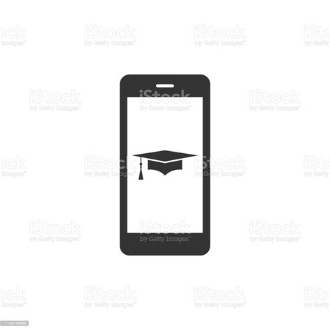 졸업식 모자와 스마트폰 아이콘 온라인 학습 또는 전자 학습 개념 아이콘 격리 평면 디자인입니다 벡터 일러스트 가상현실에 대한 스톡 벡터 아트 및 기타 이미지 Istock
