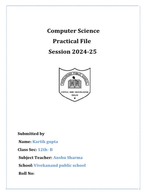 Computer Scinece Practical File Pdf Parameter Computer Programming