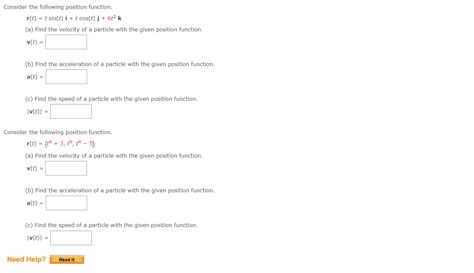 Solved Consider The Following Position Function R T T