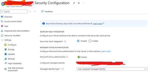 connect to sql server on azure vm with microsoft entra managed identity authentication failed