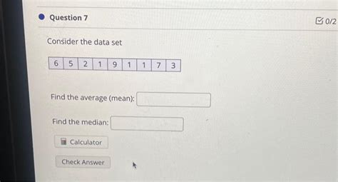 Solved Consider The Data Set Find The Average Mean Find Chegg